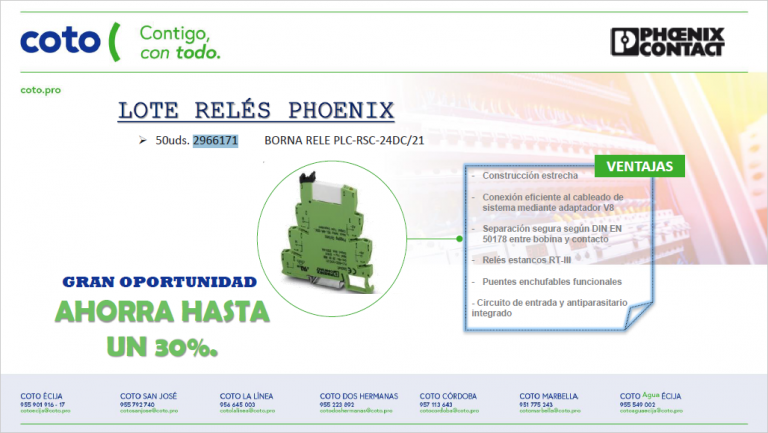 Promoción especial de Mini Relé + Borna Phoenix Contact - COTO