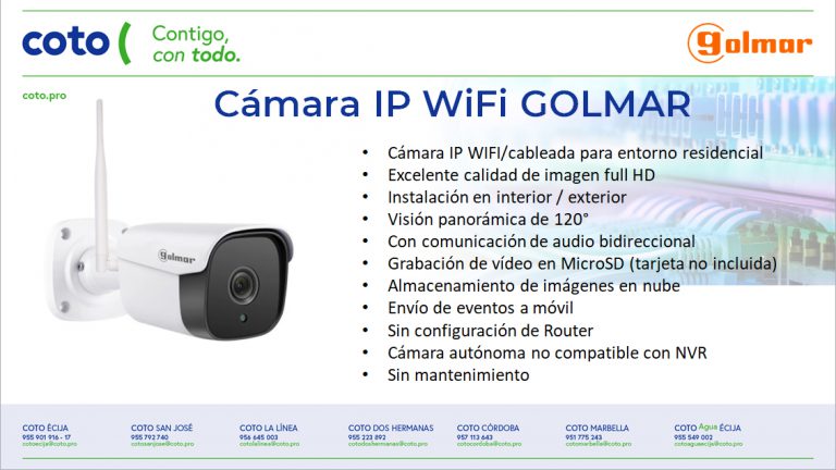 Nueva Cámara IP WiFi GOLMAR - COTO